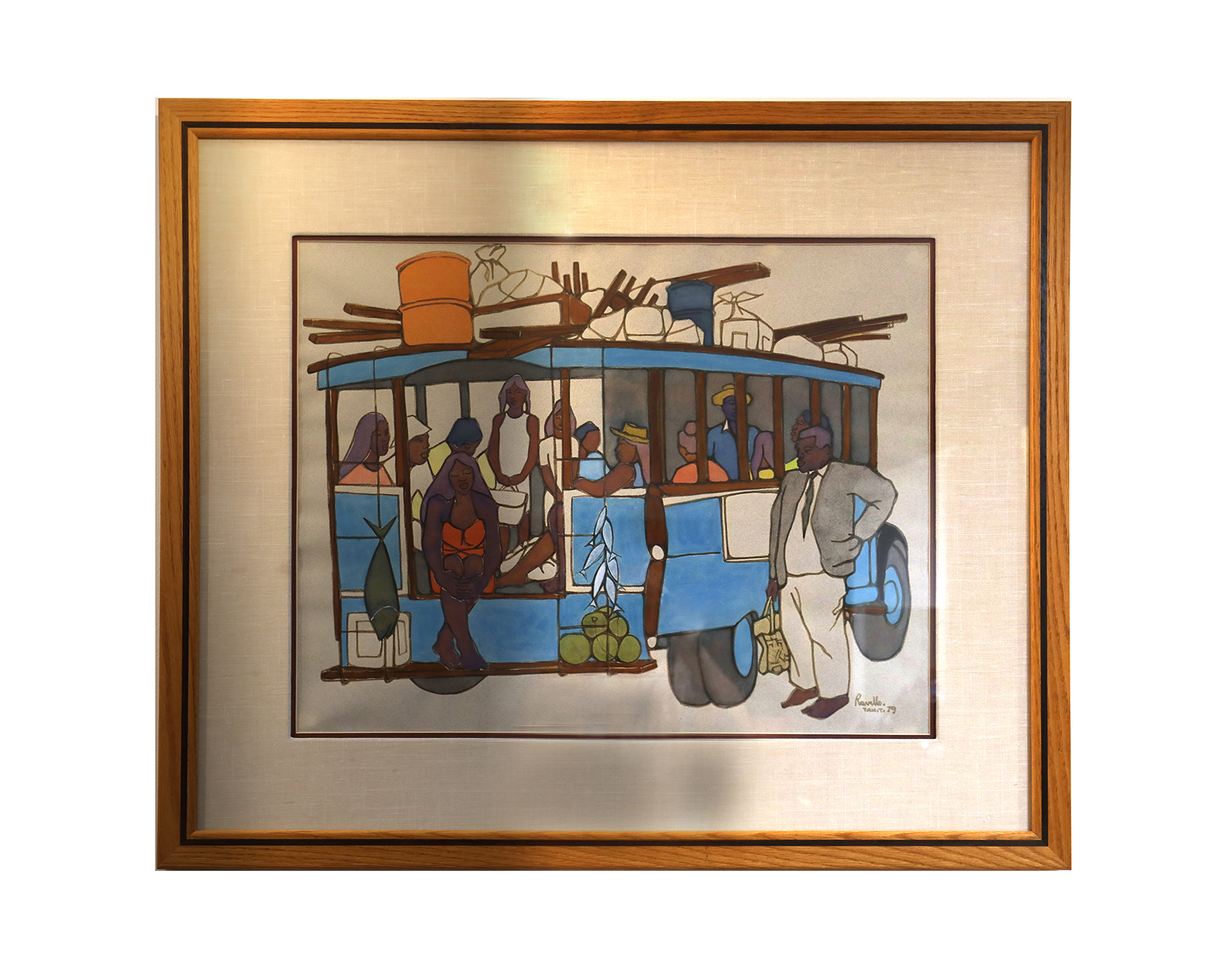 François RAVELLO - "Truck Bleu", gouache sur papier signée | Tahiti ...