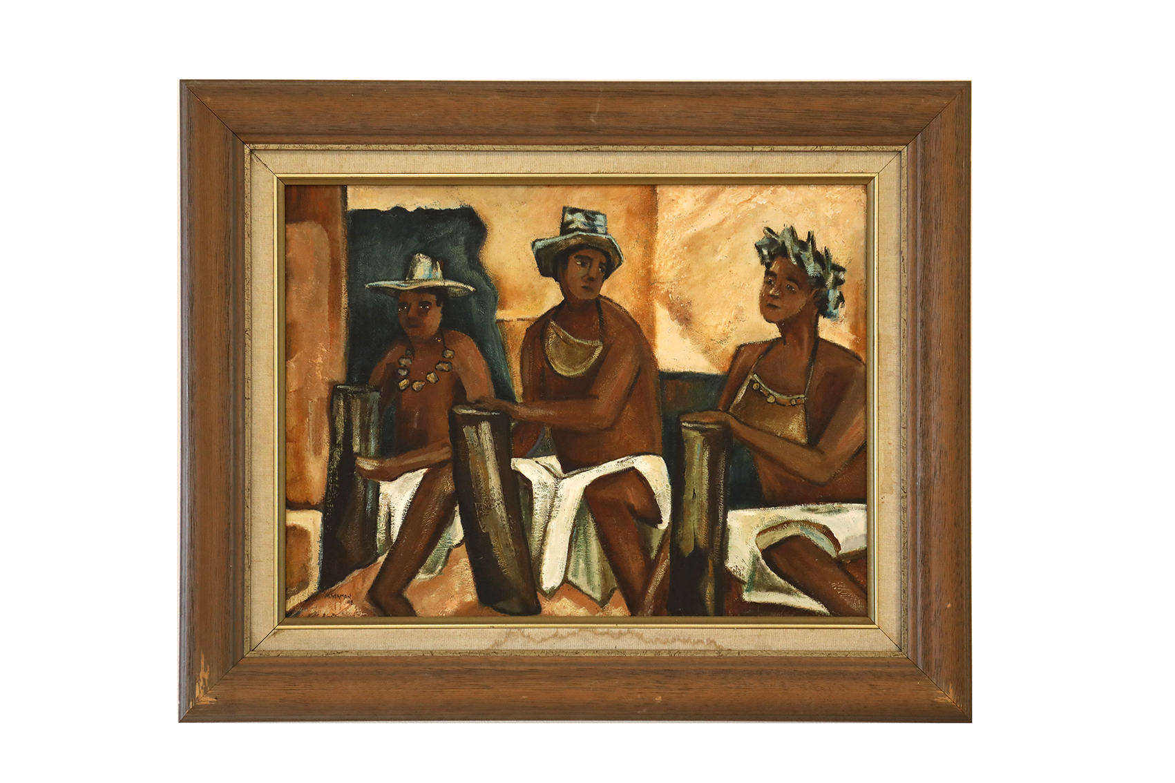 Maui SEAMAN - Huile sur toile signée "L'orchestre" | Tahiti Collectiv