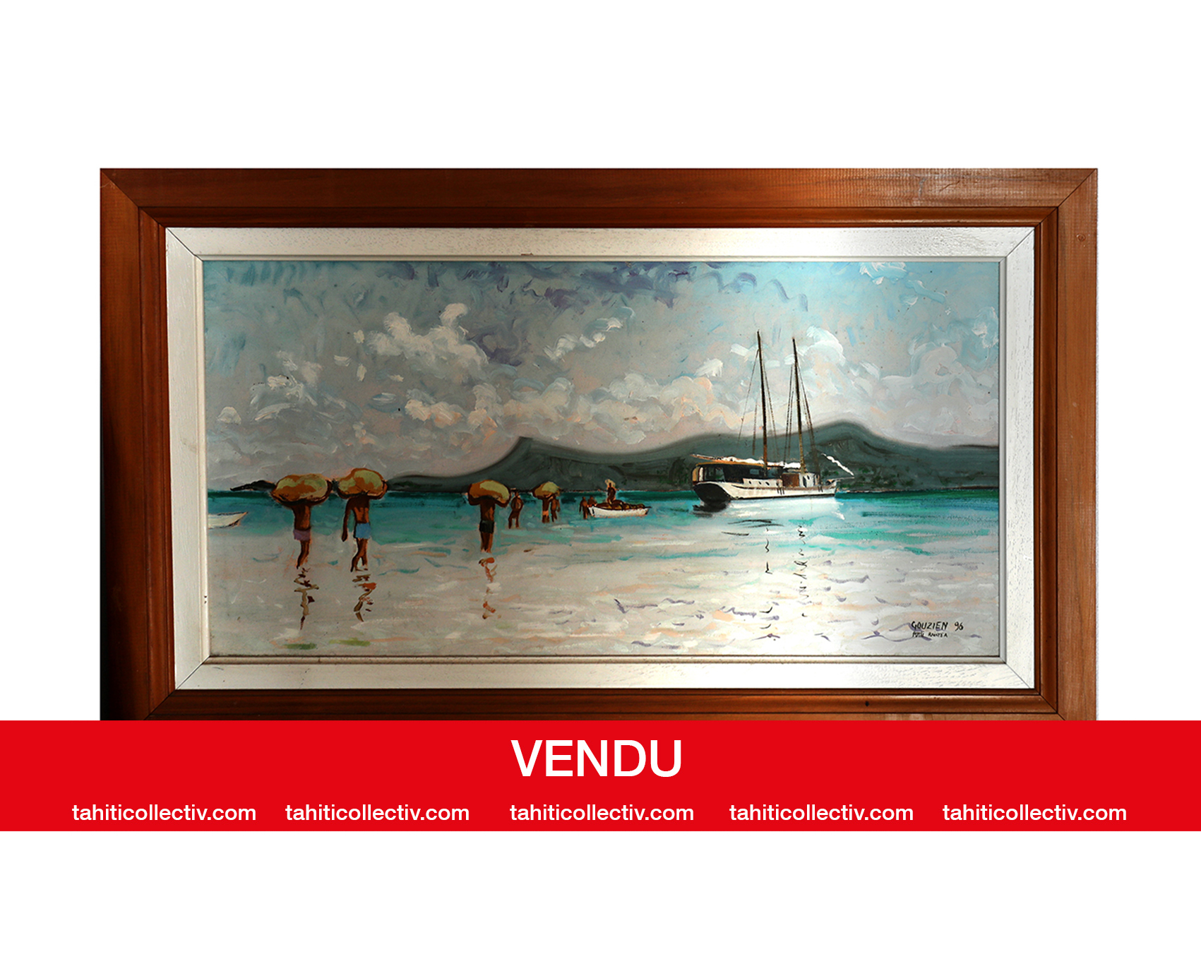 Daniel GOUZIEN - Huile sur toile signée "Potii Raiatea" 1996 | Tahiti ...