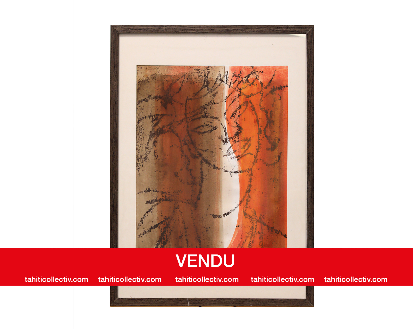 Henri CROCQ - Technique mixte sur papier signée | Tahiti Collectiv