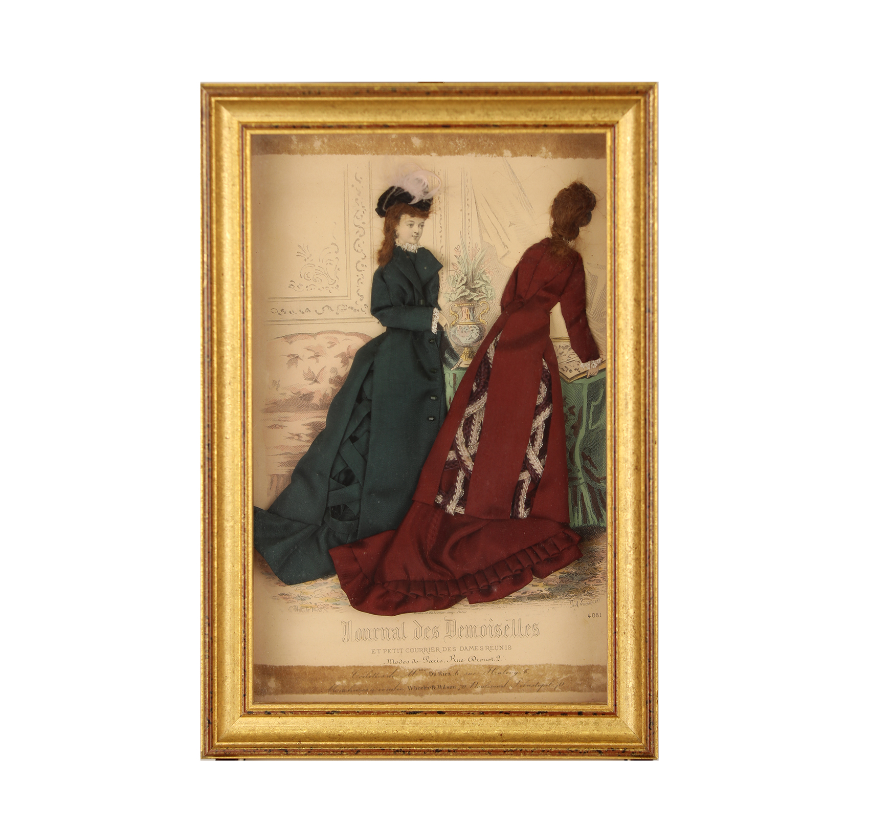 Silhouettes habillées d'après une gravure de la mode illustrée (Fin XIX ...